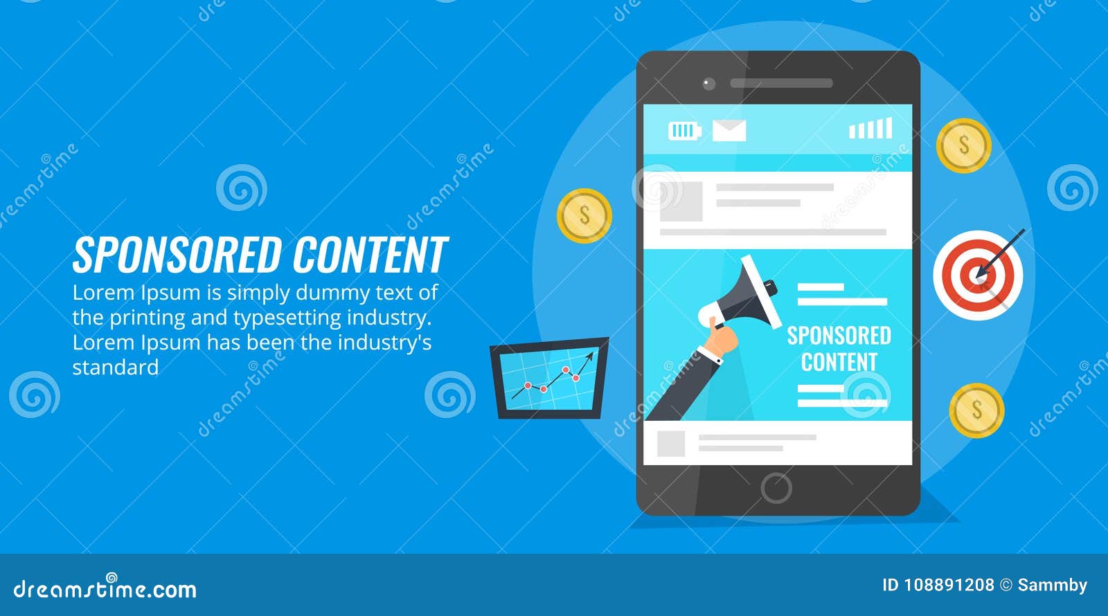 Sponsored Content - Native Advertising - Paid Media Advertising Concept ...