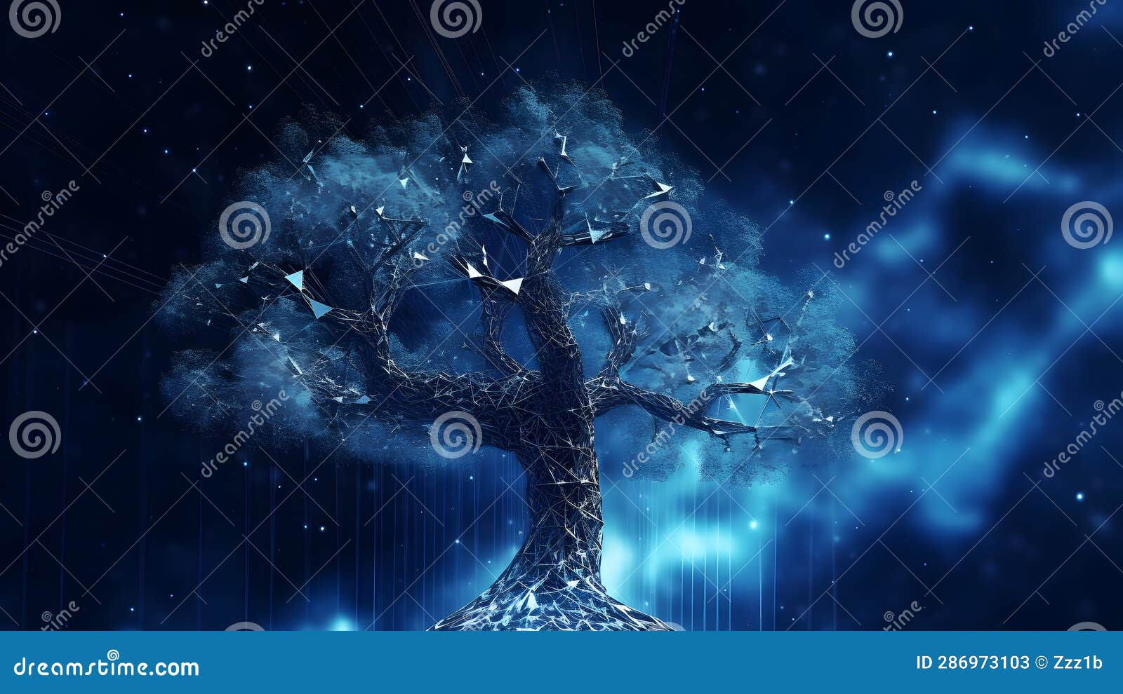 Concept of Network Connection Technology or Big Data As Blue Cyber Tree ...