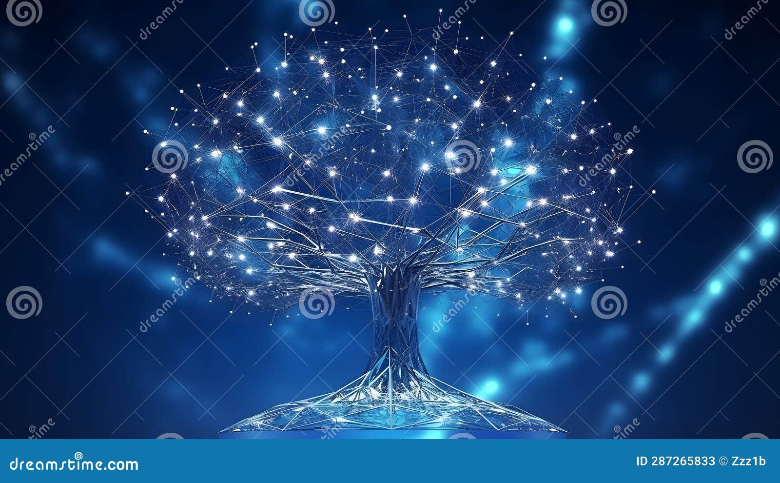 Concept of Network Connection Technology or Big Data As Blue Cyber Tree ...