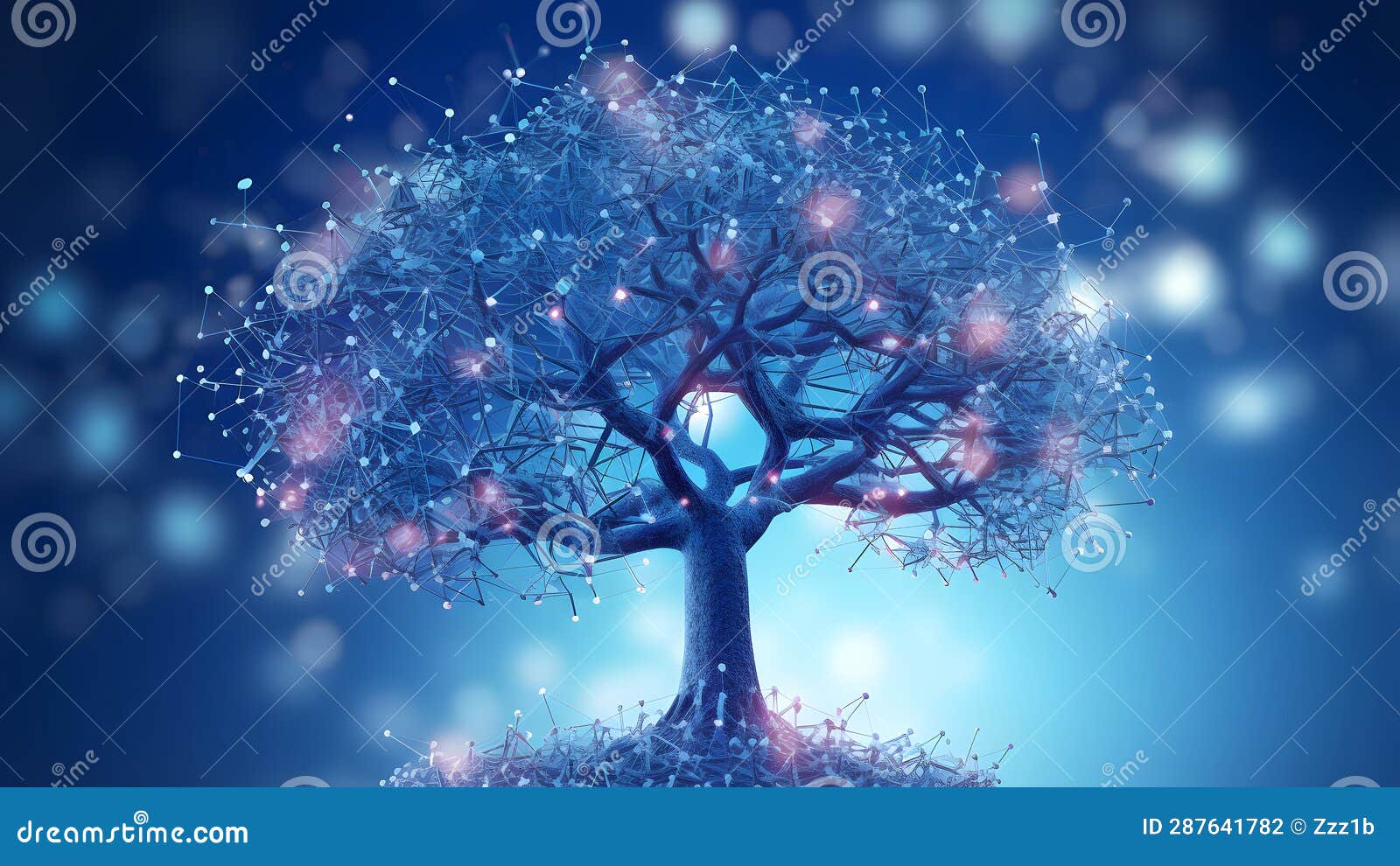 Concept of Network Connection Technology or Big Data As Blue Cyber Tree ...