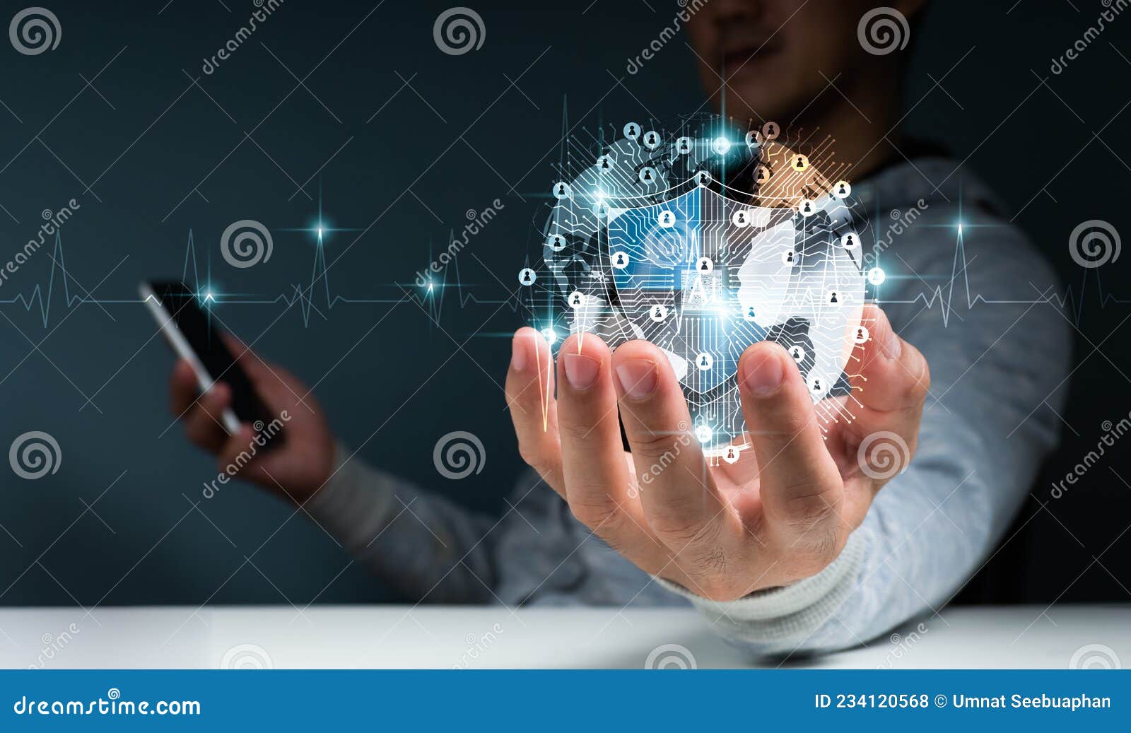 Concept of Network Cyber Security Computer and Data Protection, with a ...