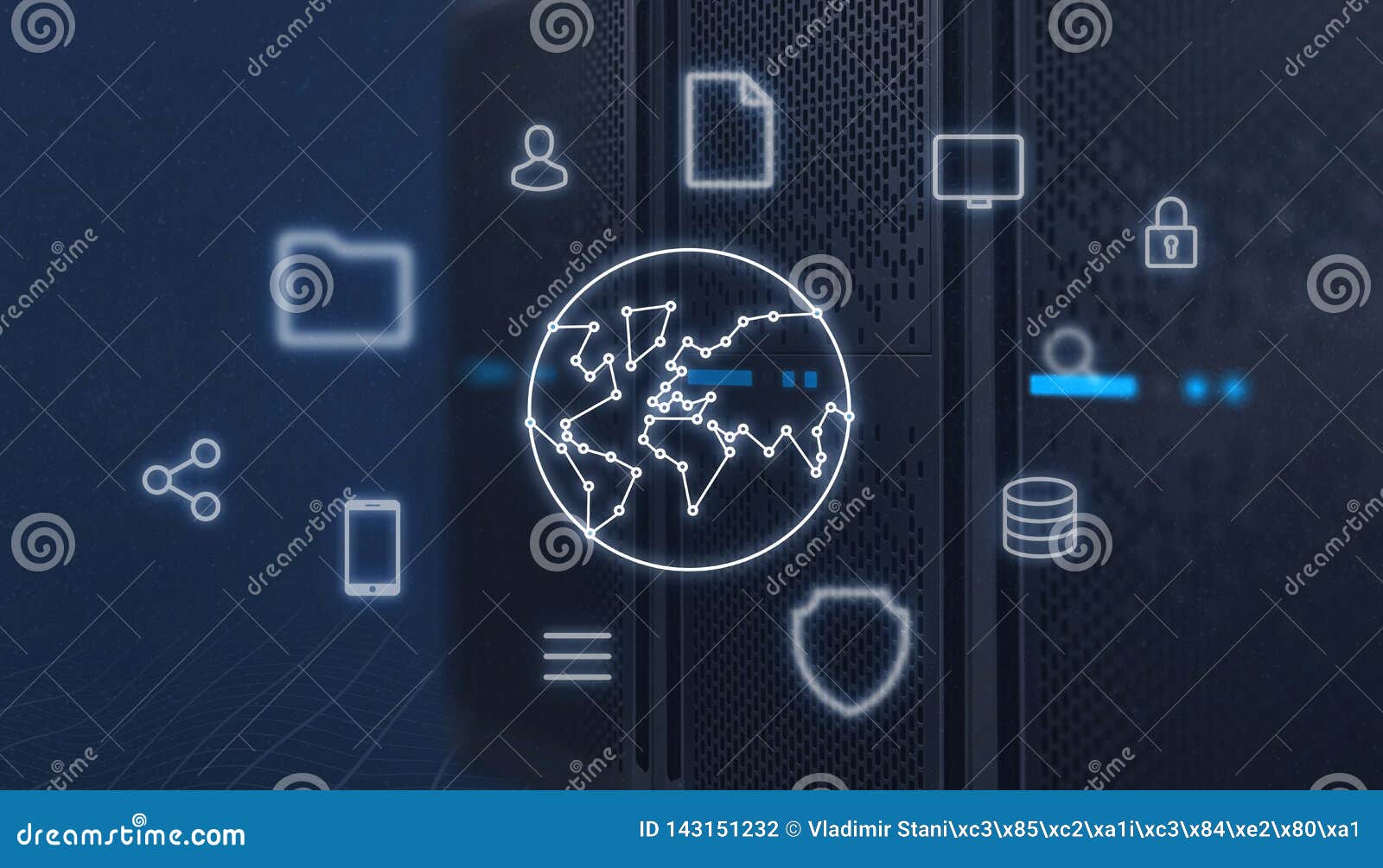 Concept of Network Globe Surrounded with Online Services Icons Stock ...