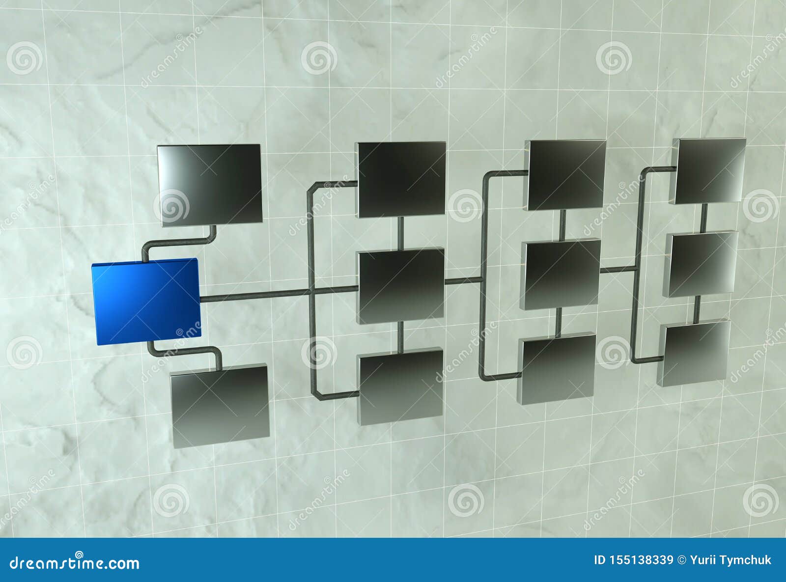 Concept of Network Hierarchy. 3d Render of Network Connection. Web ...