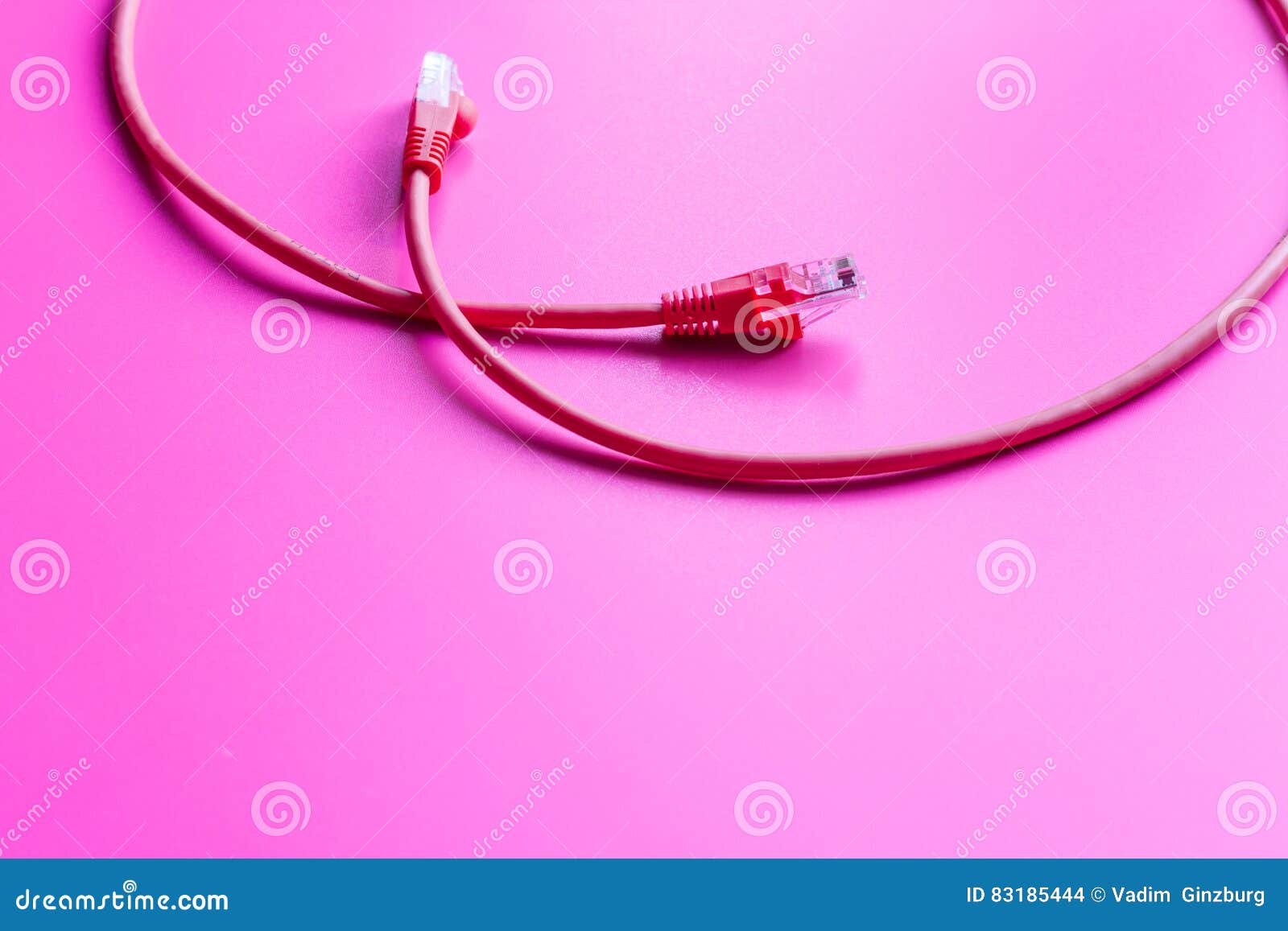 Concept Network Internet Cable on Pink Background Close Up Stock Photo ...