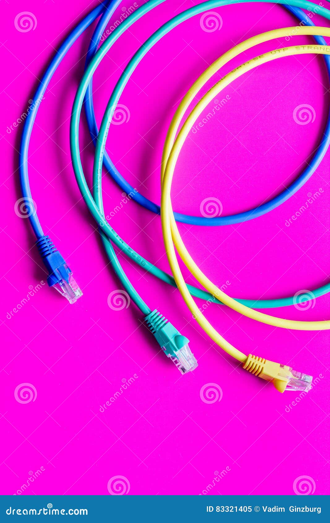 Concept Network Internet Cable on Pink Background Close Up Stock Image ...