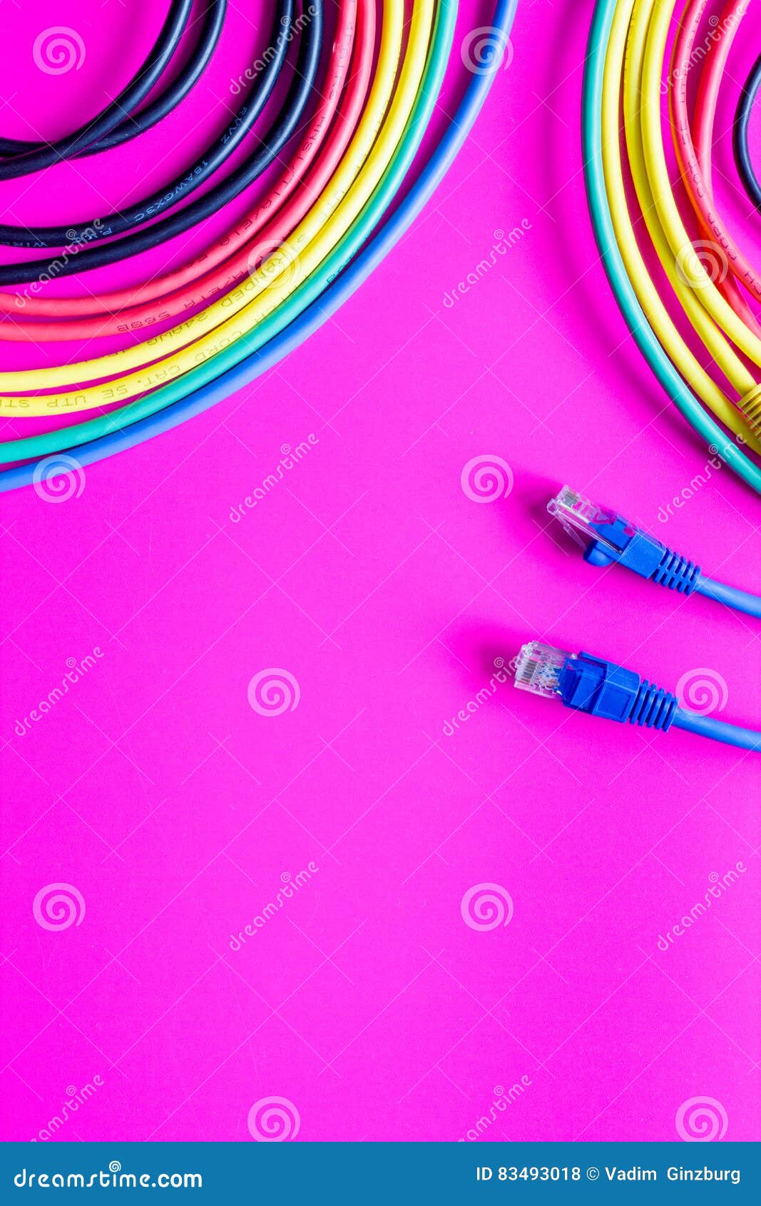Concept Network Internet Cable on Pink Background Close Up Stock Photo ...