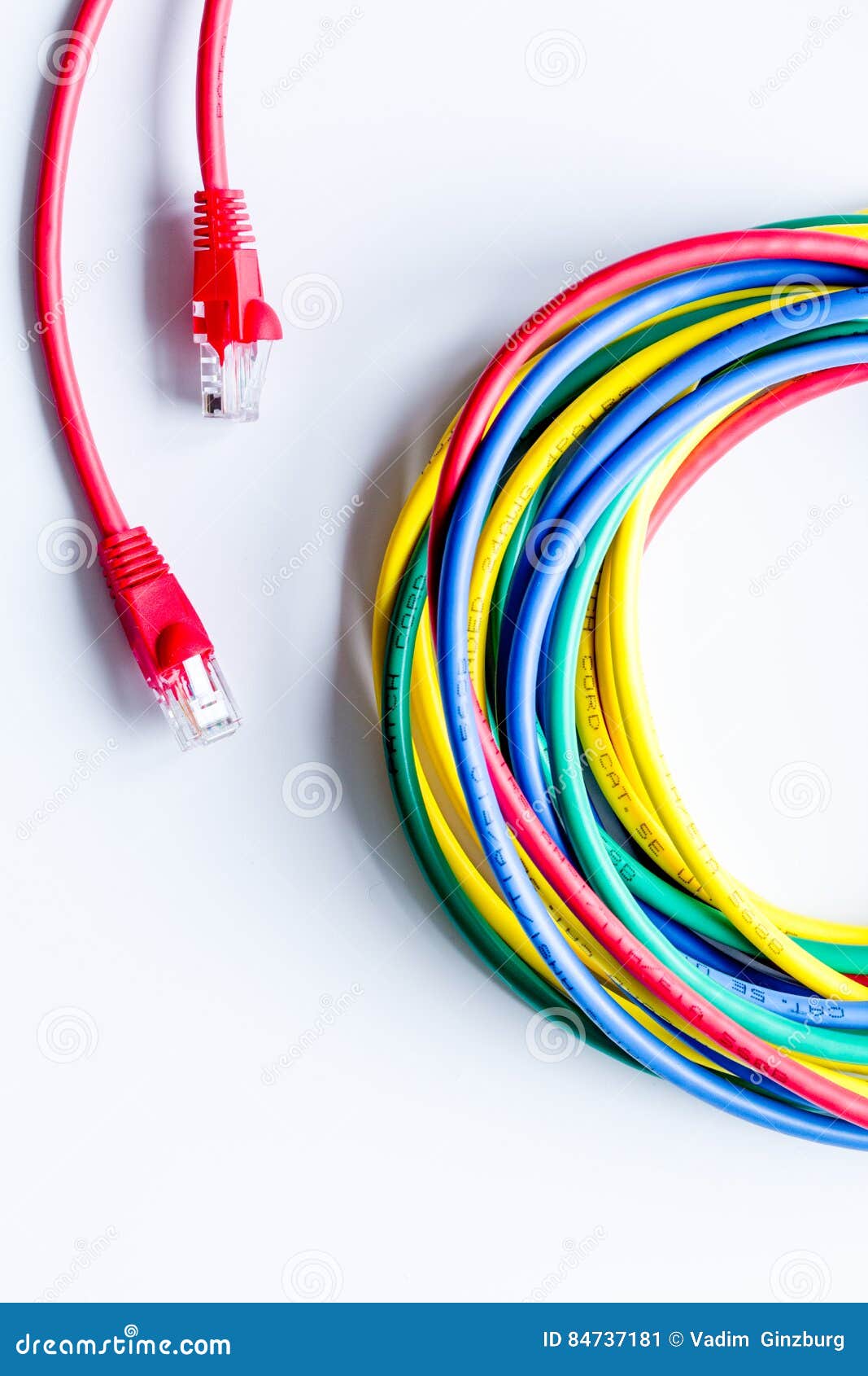 Concept Network Internet Cable on White Background Top View Stock Image ...