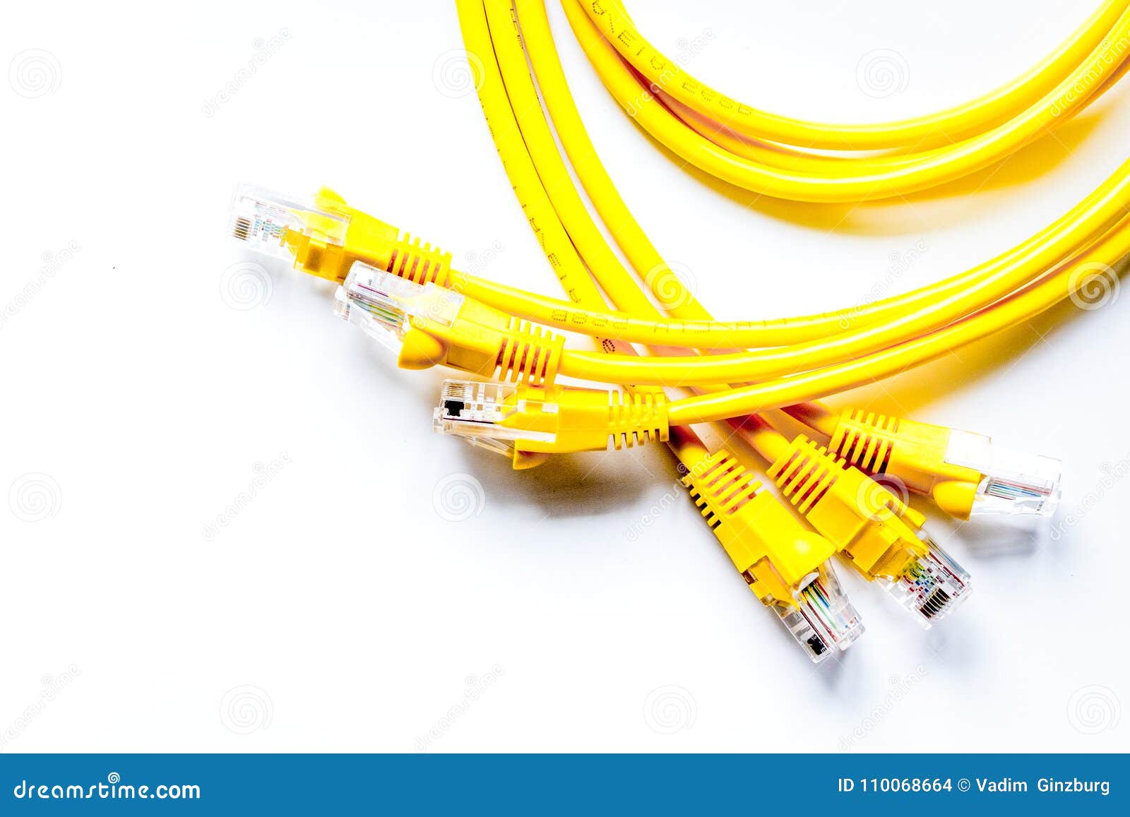 Concept Network Internet Cable on White Background Top View Stock Photo ...