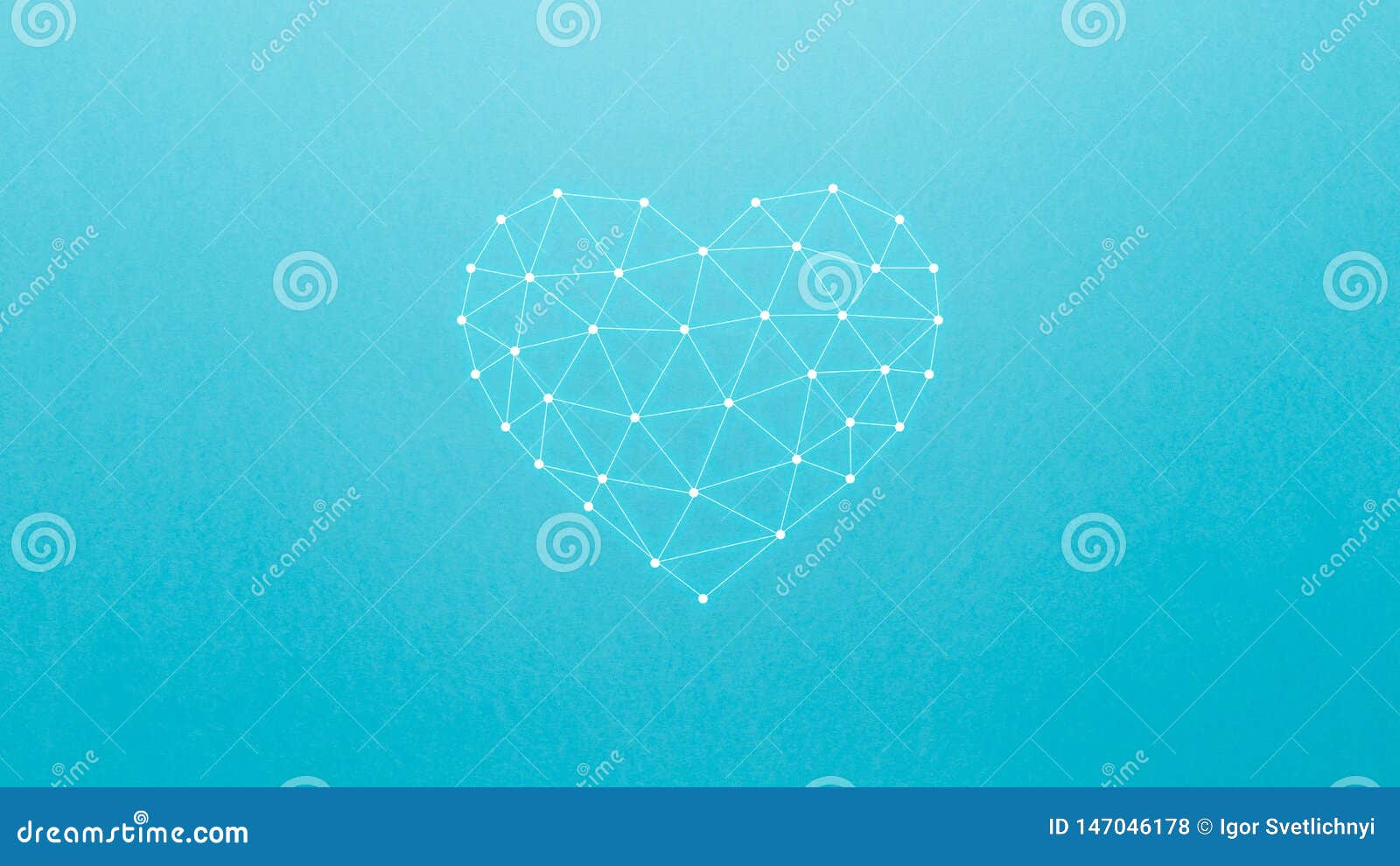 Concept of Neural Network with Heart on the Blue Background. Artificial ...