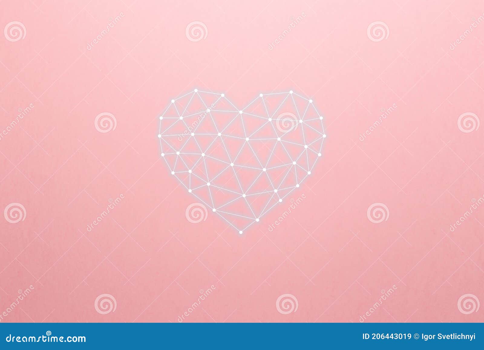 Concept of Neural Network with Heart on the Pink Background. Artificial ...