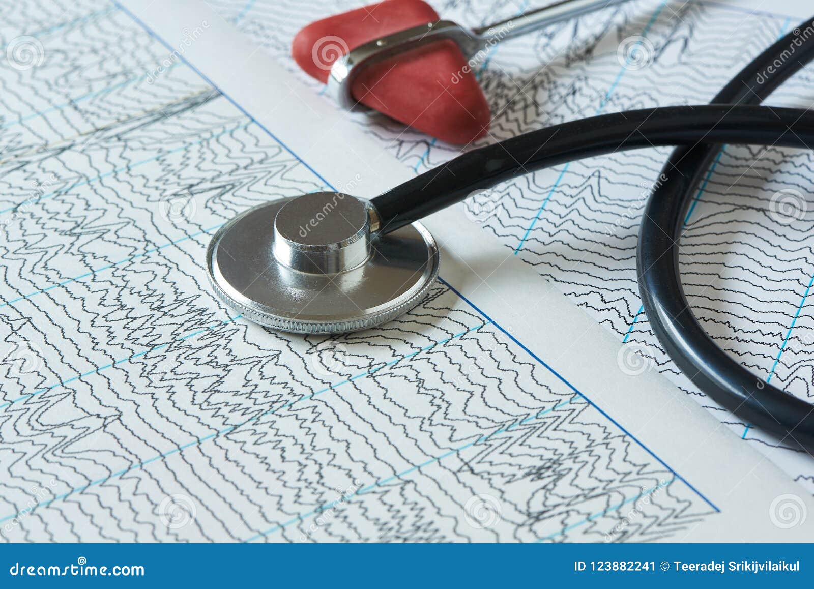 Concept of Neurological Instruments on Brain Wave Background Stock ...