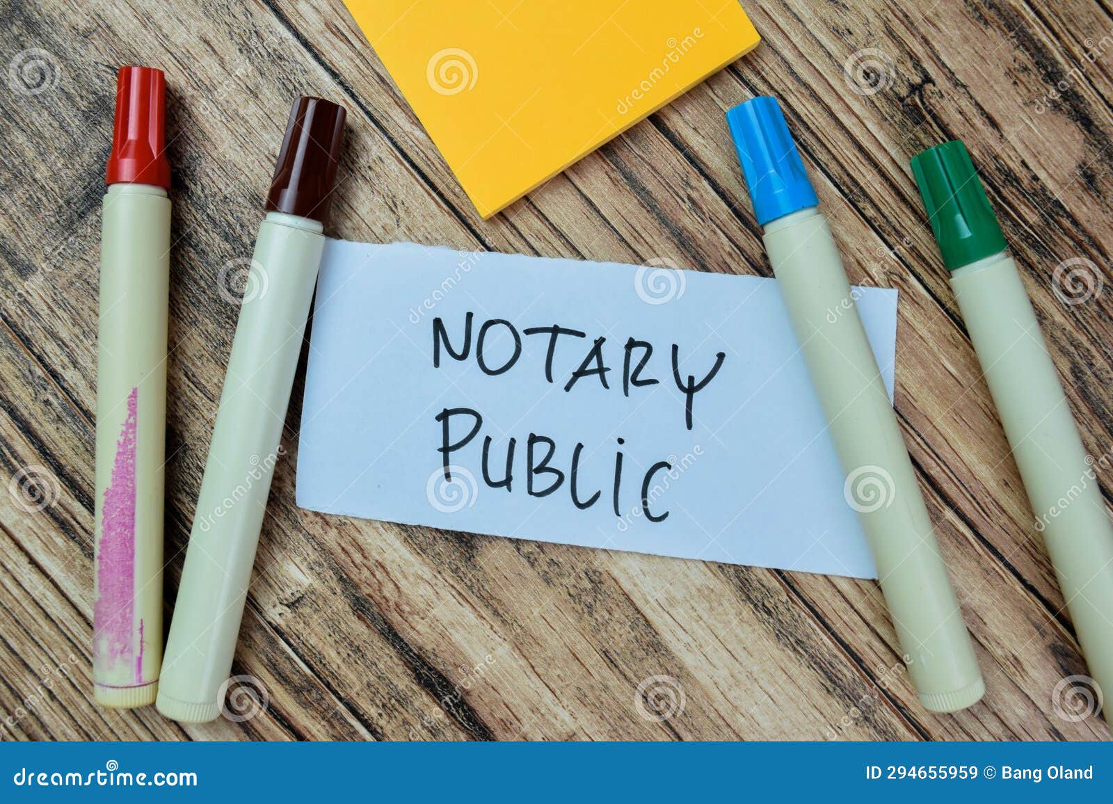 Concept of Notary Public Write on Sticky Notes Isolated on Wooden Table ...