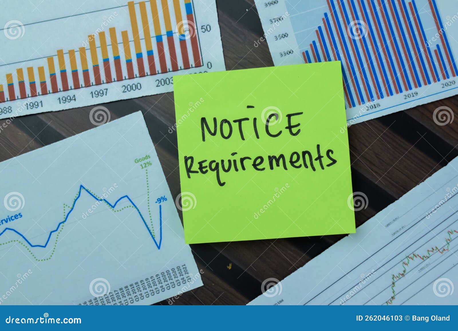 Concept of Notice Requirements Write on Sticky Notes Isolated on Wooden ...