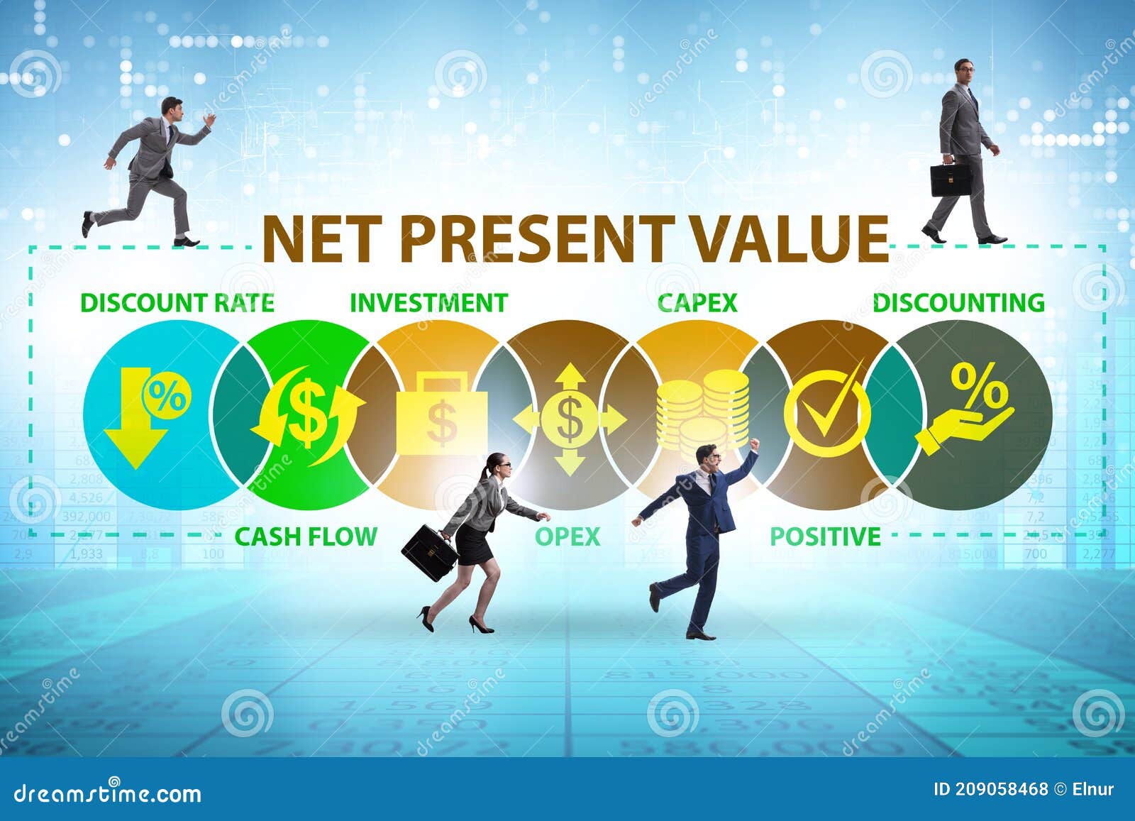 Concept of NPV - Net Present Value Stock Photo - Image of businesswoman ...
