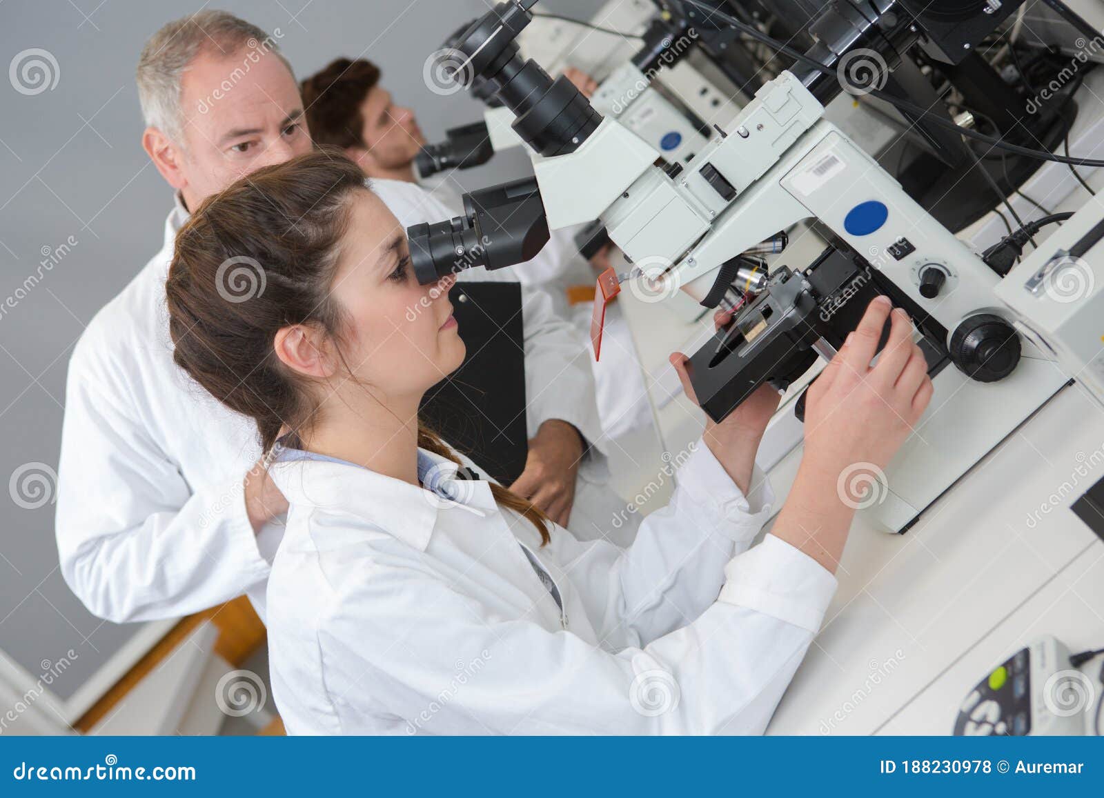 Concept Observation Under Microscope Stock Photo - Image of teenager ...