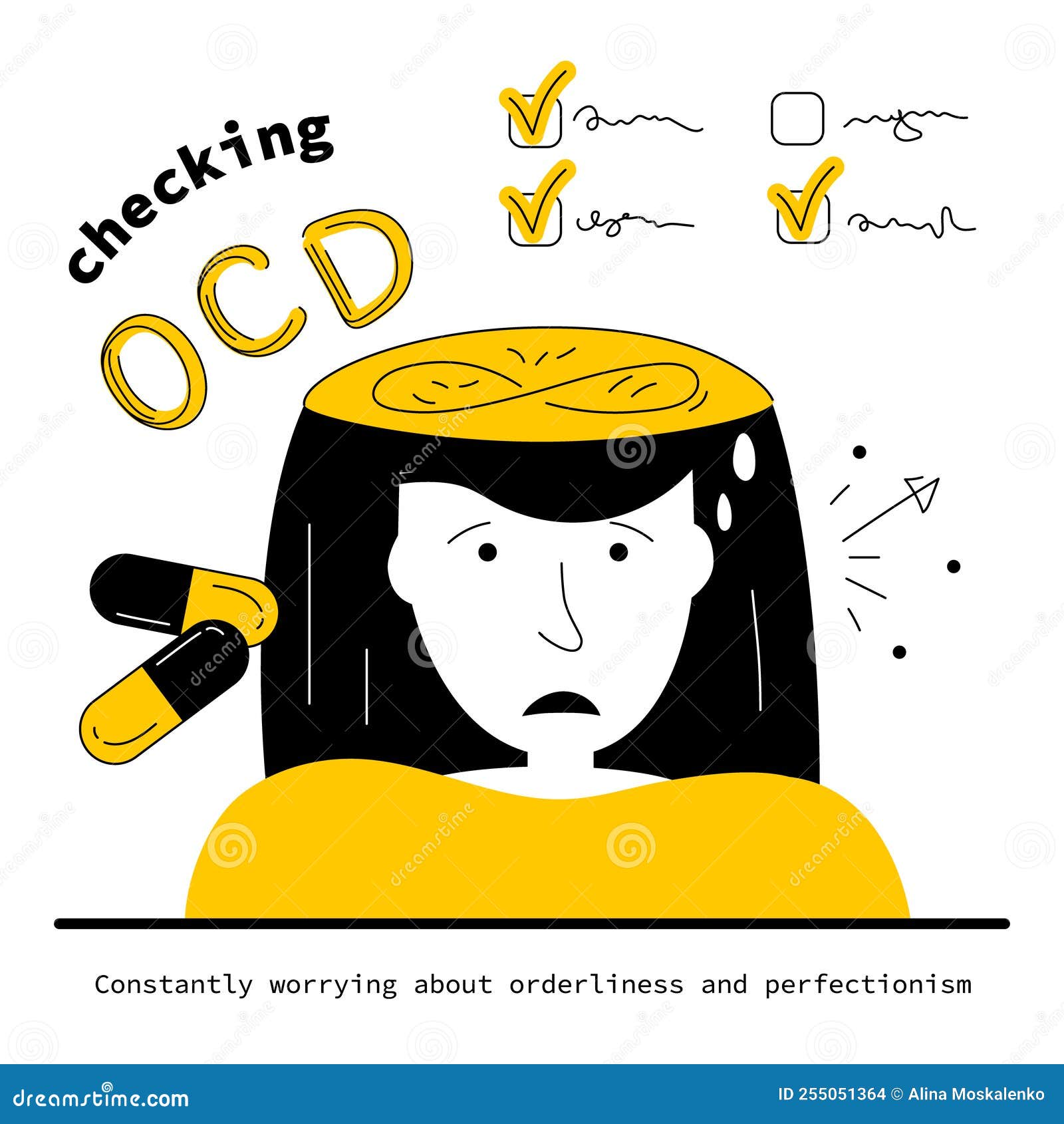 Syndrome OCD and Intrusive Thoughts and Checking Things. Vector ...