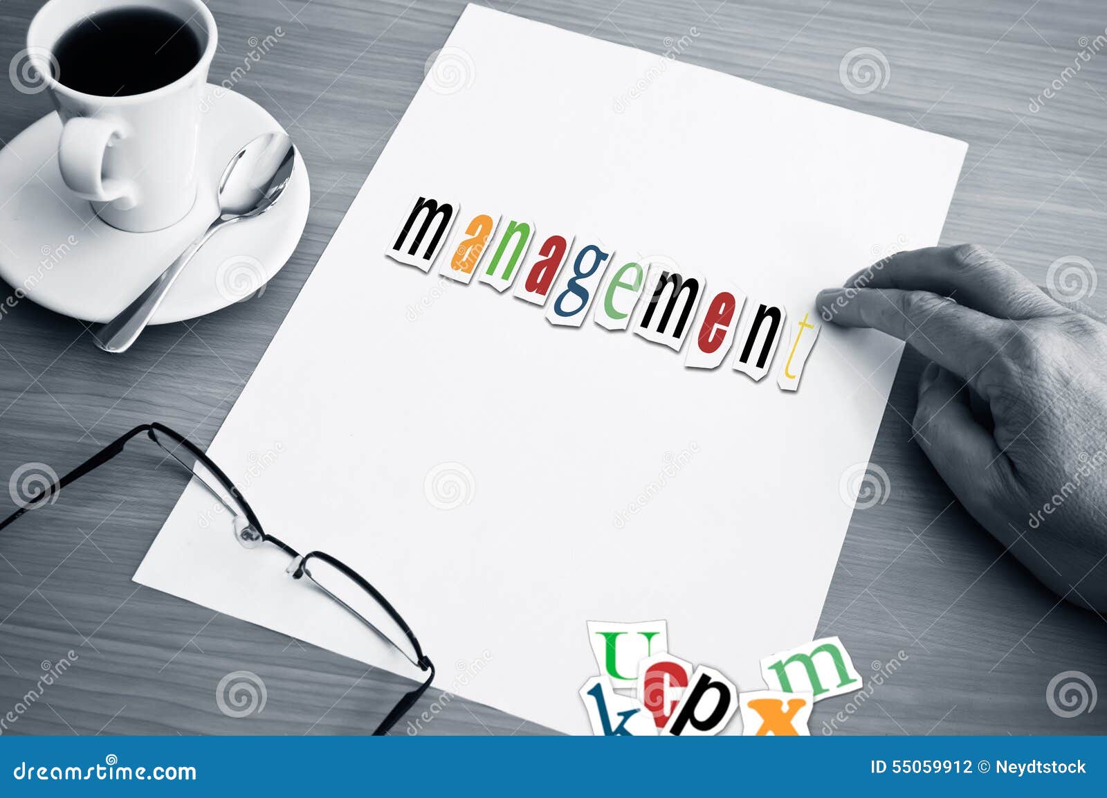 Concept Office Cup of Coffee and Word Management Stock Illustration ...