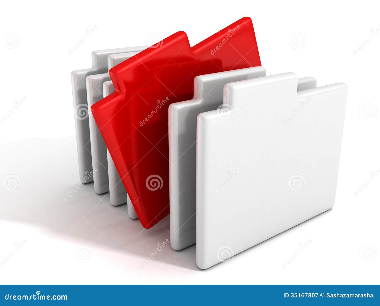 Concept Office Document Paper Folders with Red One Stock Illustration ...
