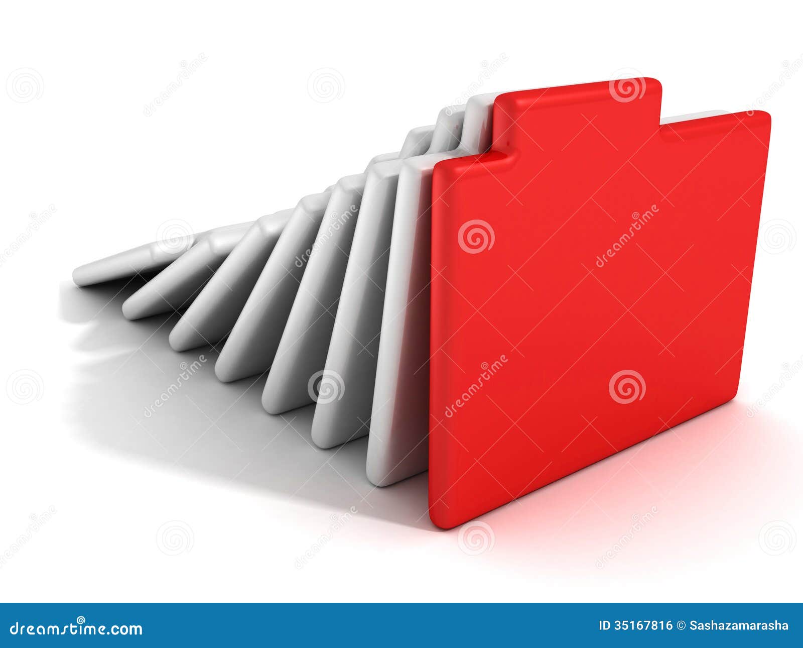 Concept Office Document Paper Folders with Red One Stock Illustration ...