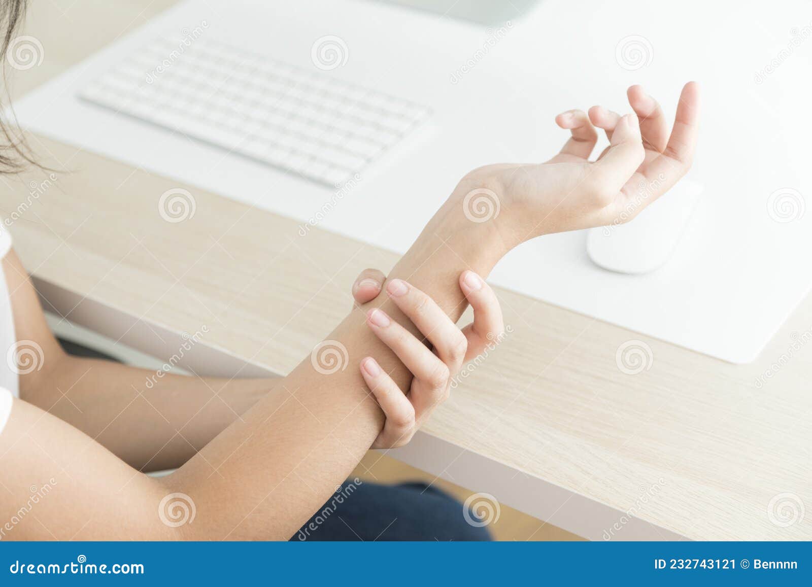 Concept of Office Syndrome, Woman Having Wrist Pain from Using Computer ...