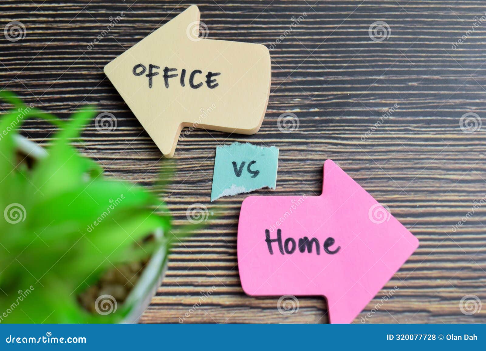 Concept of Office Vs Home Write on Sticky Notes Isolated on Wooden ...