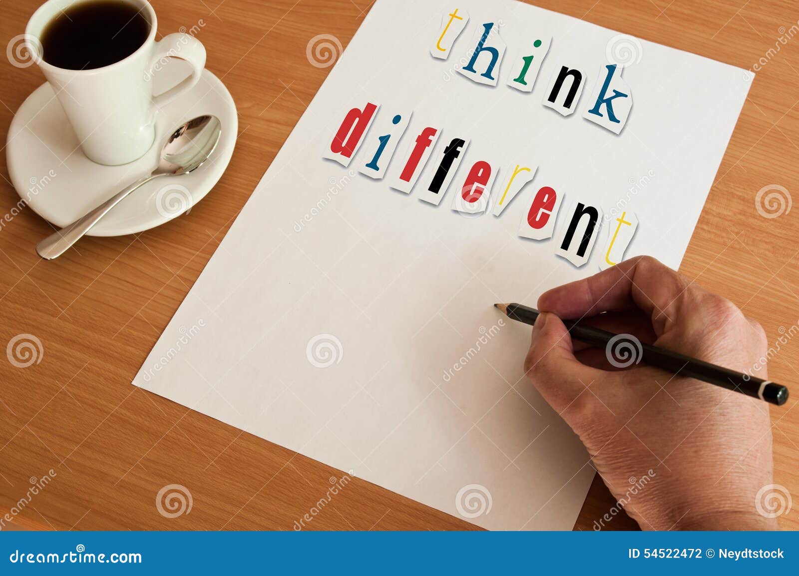 Concept Office and Words Think Different on White Page Stock Photo ...