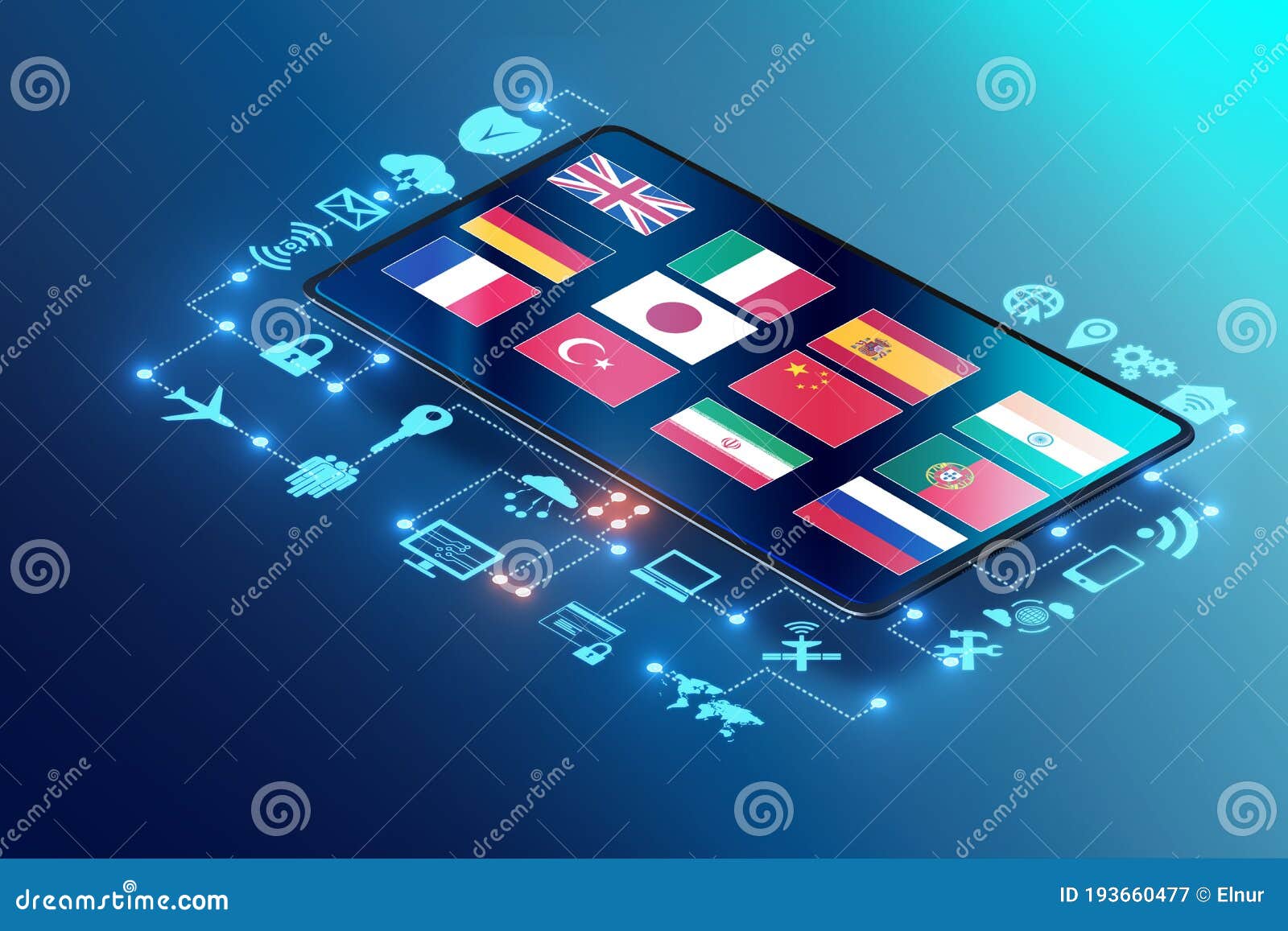 Concept of Online Foreign Language Translation and Learning - 3d Stock ...