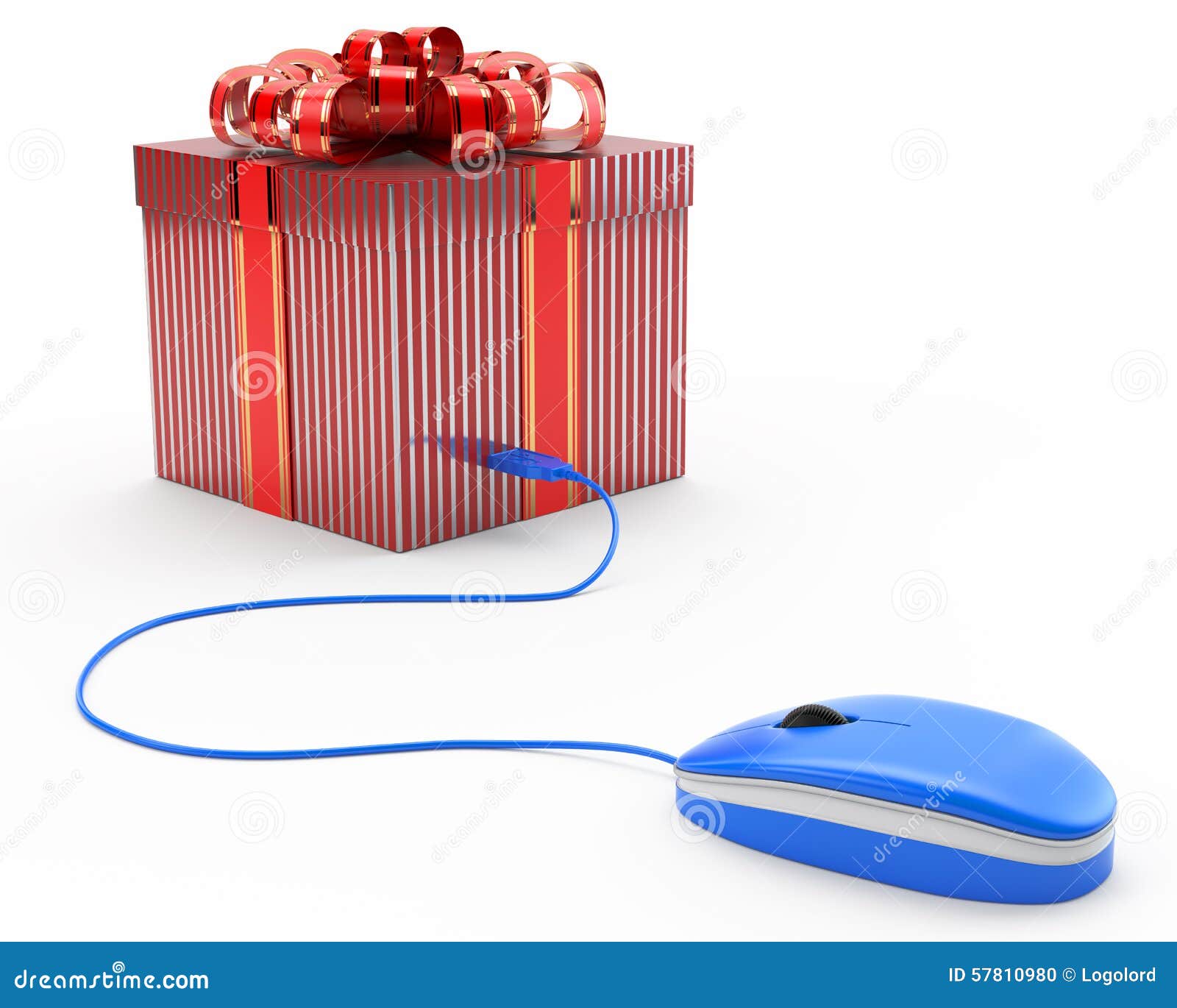 Concept of Online Gift, Giftbox Connected with a Computer Mouse Stock ...