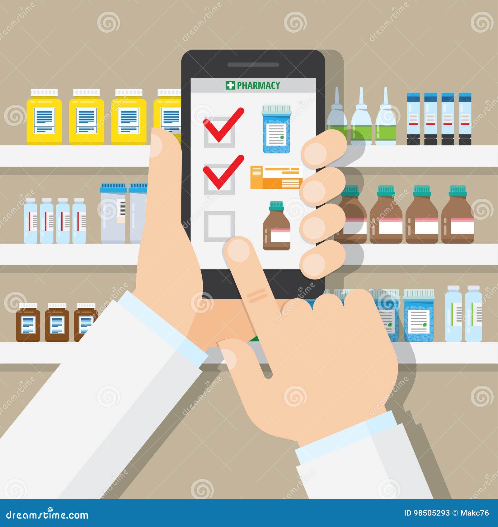 The Concept of Online Pharmacy Stock Vector - Illustration of hand ...
