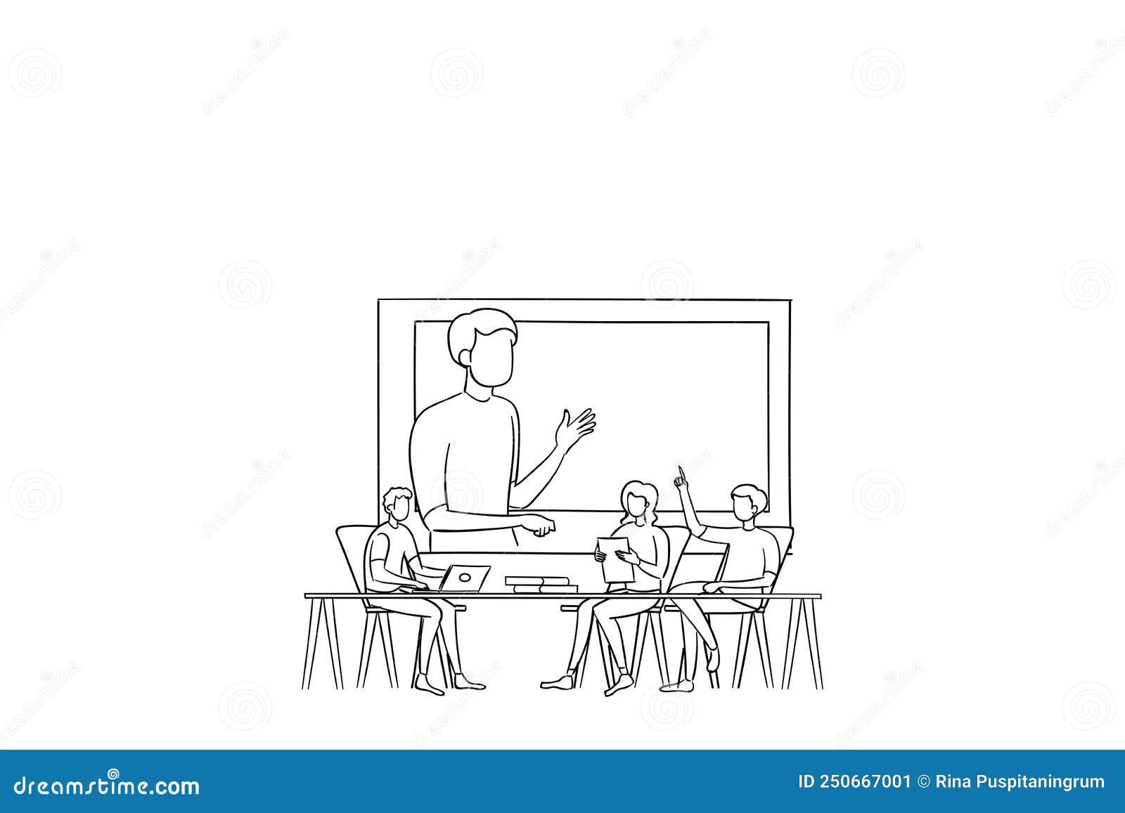 Concept of Online Teaching and Training, Hand Drawn Design Illustration ...