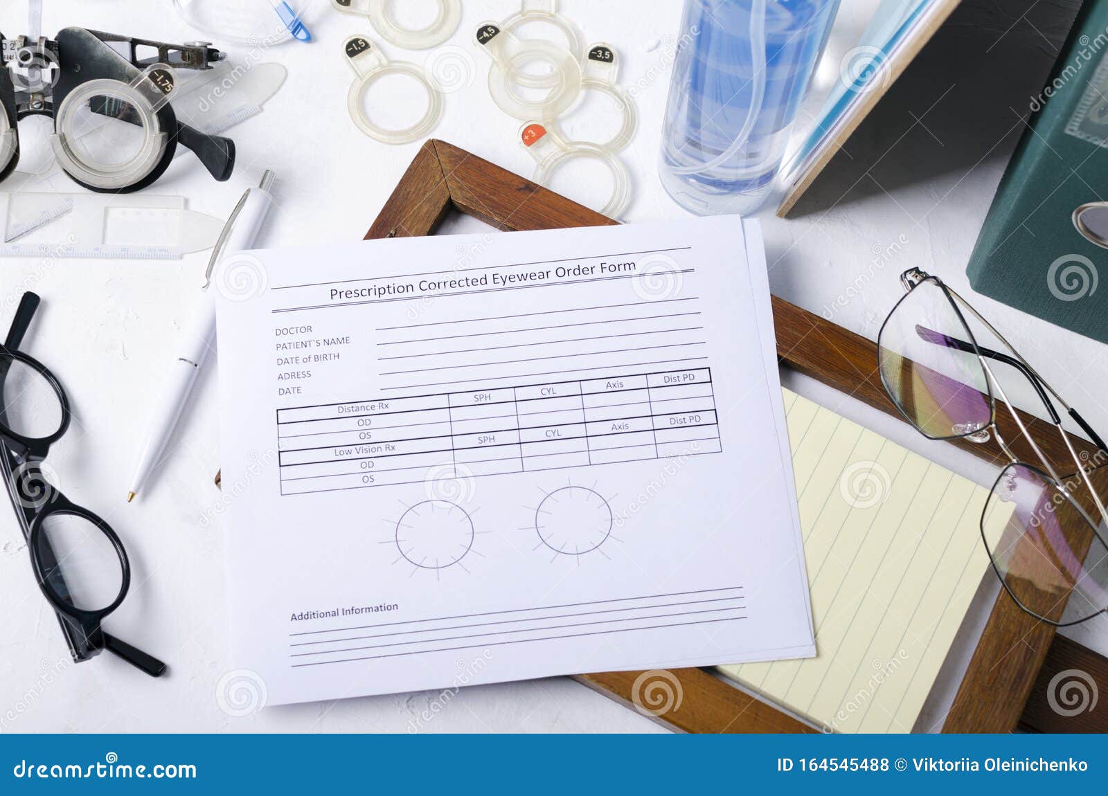 Concept of Optometry and Eyesight. Corrective Spectacles, Different ...