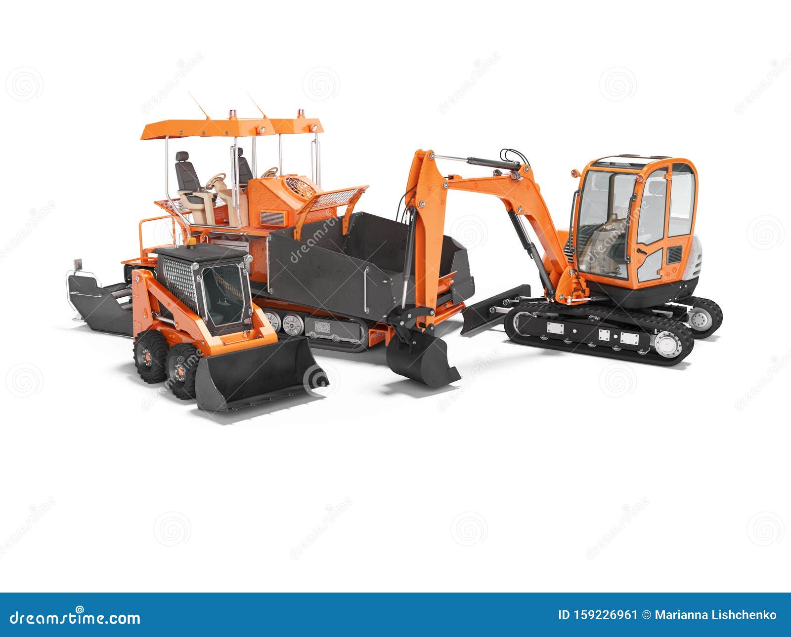 Concept Orange Construction Equipment for Laying Asphalt 3d Render on ...