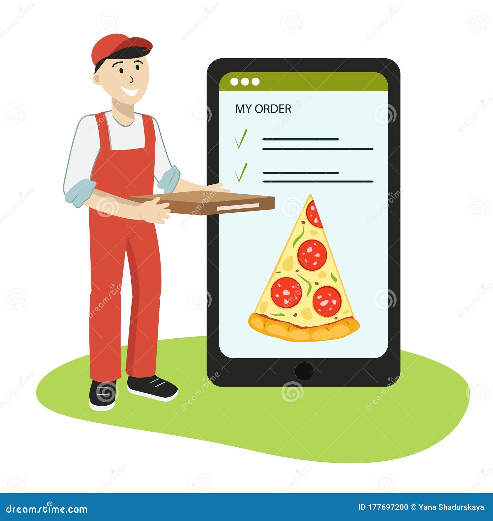 The Concept of Ordering Pizza. Stock Vector - Illustration of gadget ...