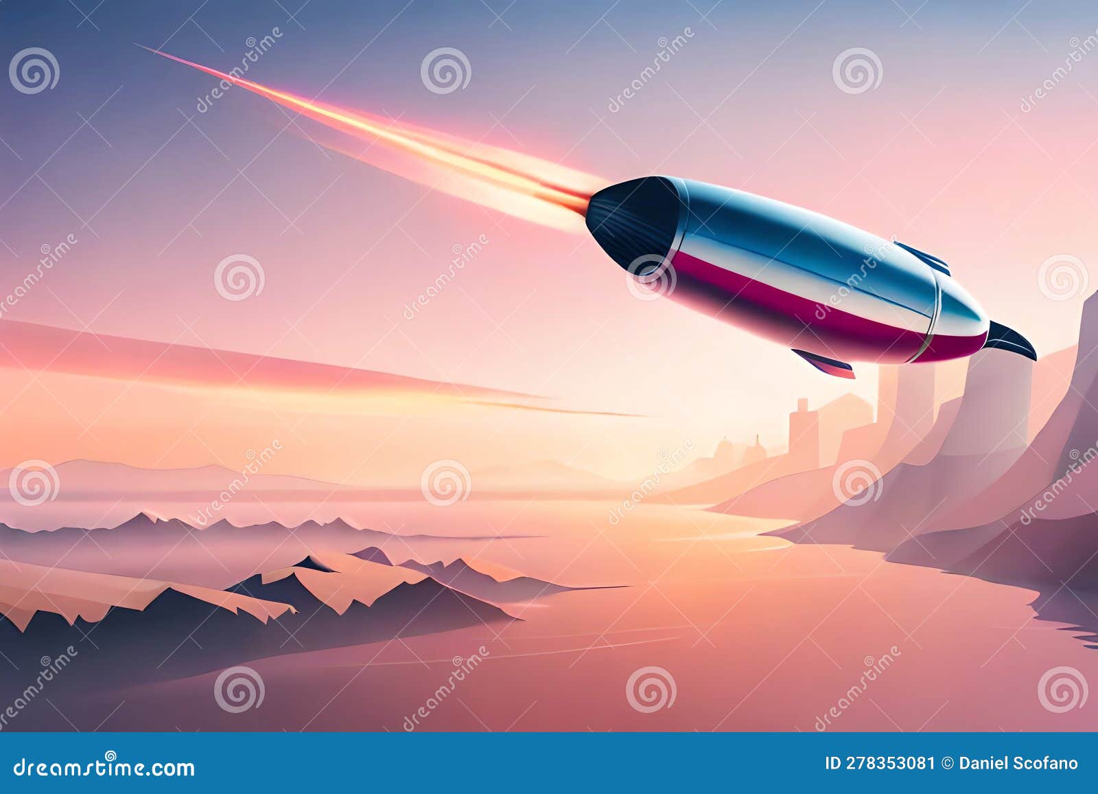Concept of Original Thought and New Ideas. Illustration of a Rocket in ...