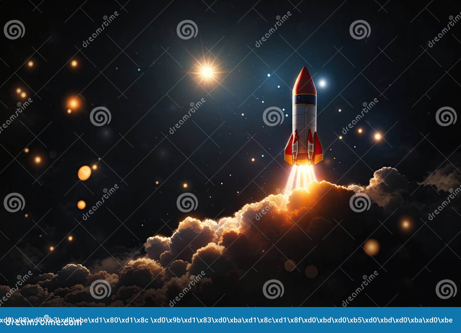 Concept of Original Thought and New Ideas Illustration. Rocket Taking ...