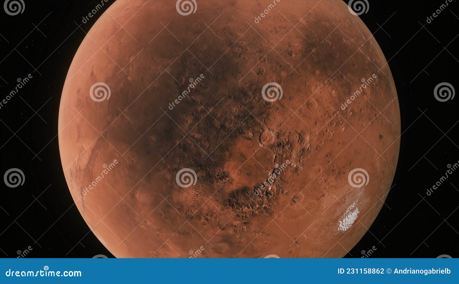 Concept 45-P1 View of the 3D Rendering Realistic Planet Mars Stock ...