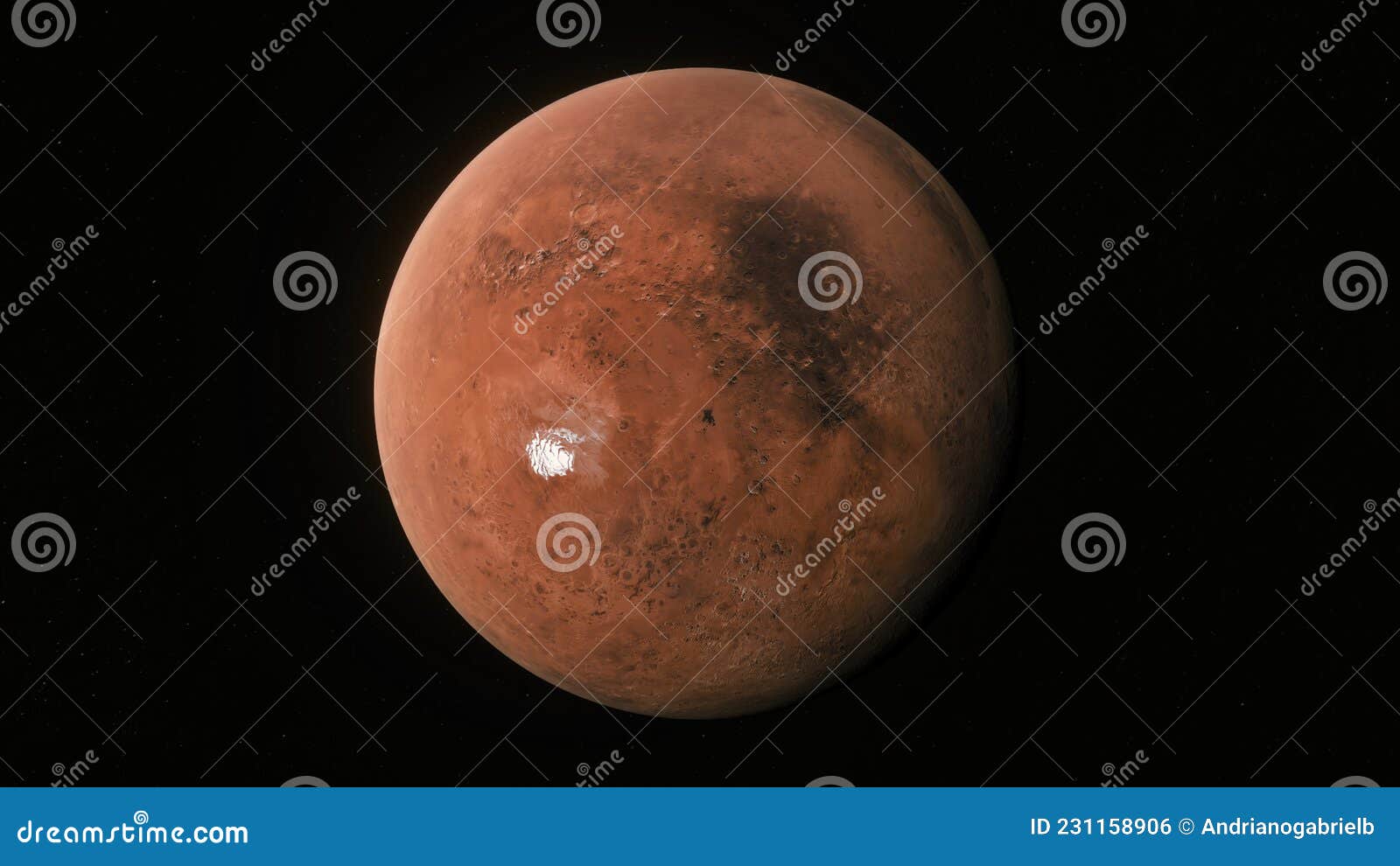Concept 47-P1 View of the 3D Rendering Realistic Planet Mars Stock ...