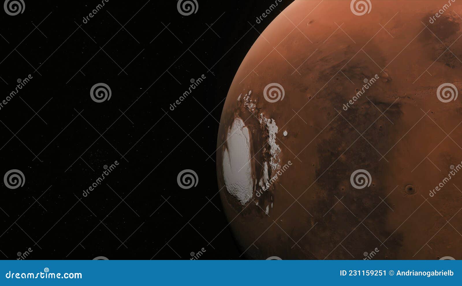 Concept 76-P1 View of the 3D Rendering Realistic Planet Mars Stock ...