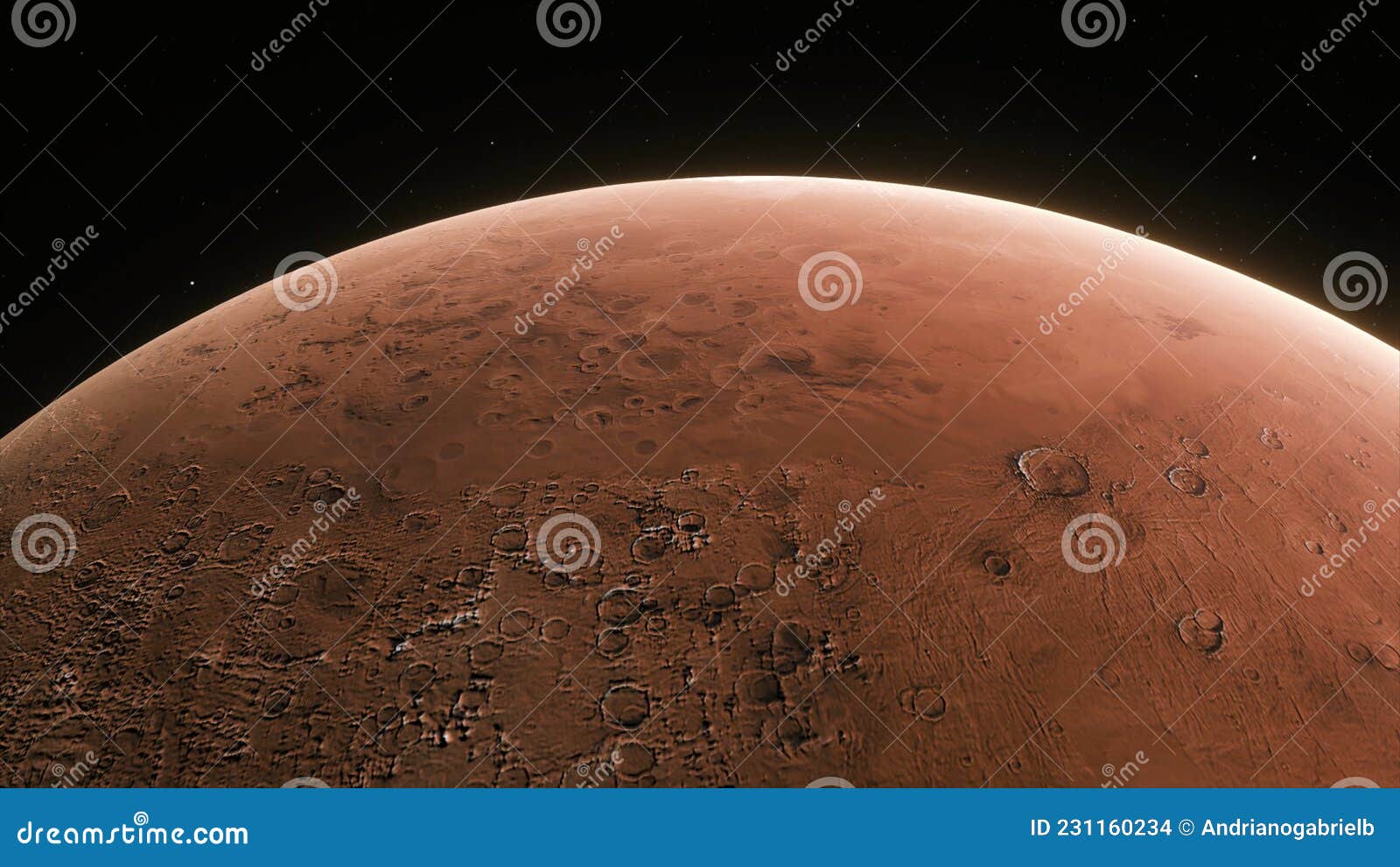 Concept 116-P1 View of the 3D Rendering Realistic Planet Mars Stock ...