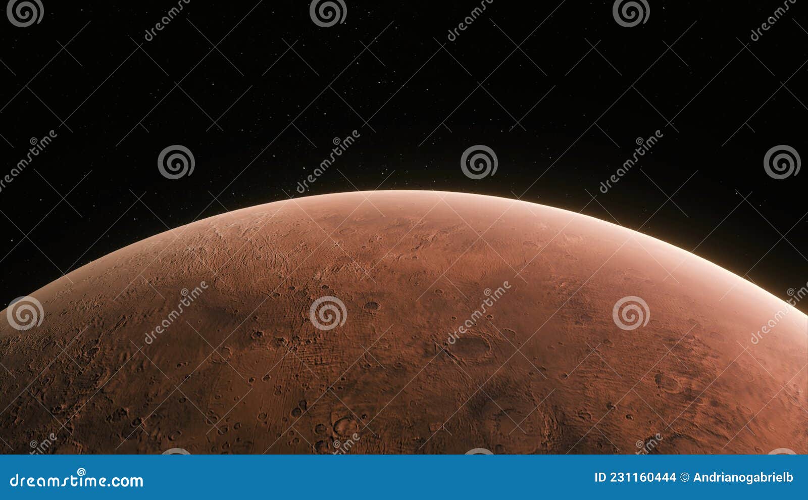 Concept 120-P1 View of the 3D Rendering Realistic Planet Mars Stock ...