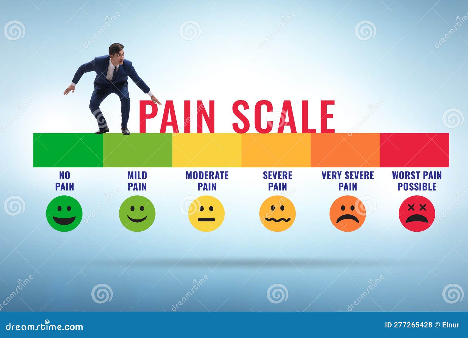 Concept of Pain Scale from Moderate To Strong Stock Illustration ...