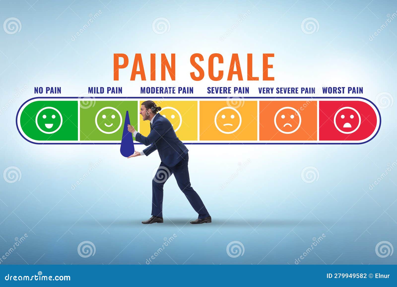 Concept of Pain Scale from Moderate To Strong Stock Photo - Image of ...
