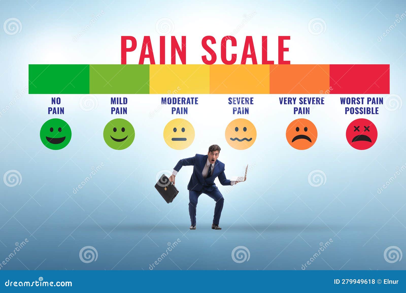 Concept of Pain Scale from Moderate To Strong Stock Photo - Image of ...