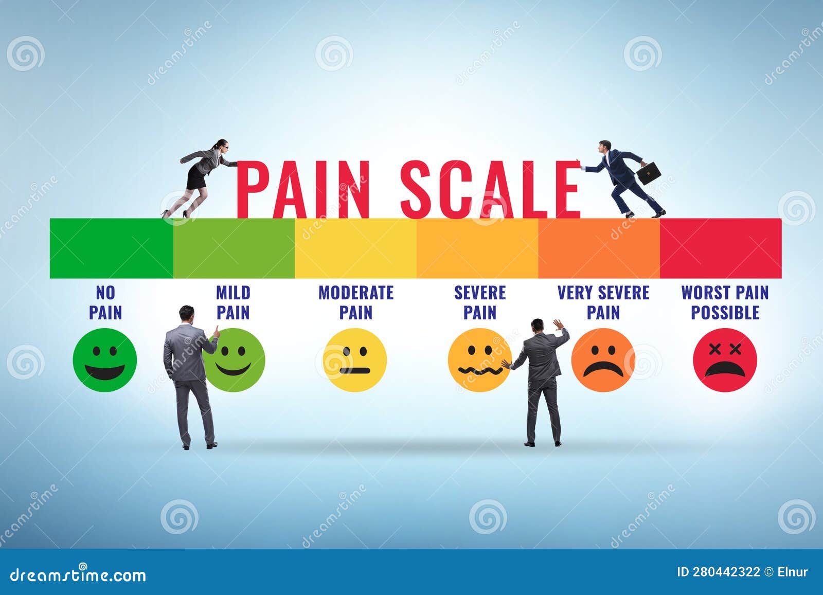 Concept of Pain Scale from Moderate To Strong Stock Photo - Image of ...