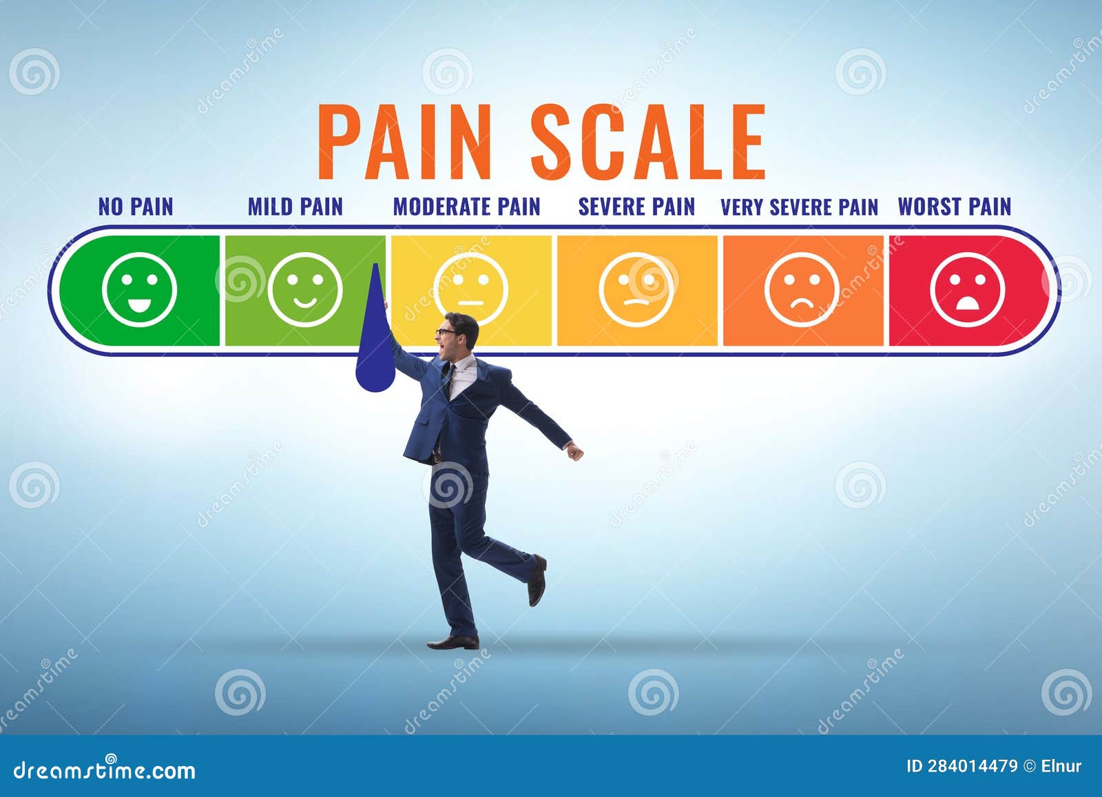 Concept of Pain Scale from Moderate To Strong Stock Illustration ...