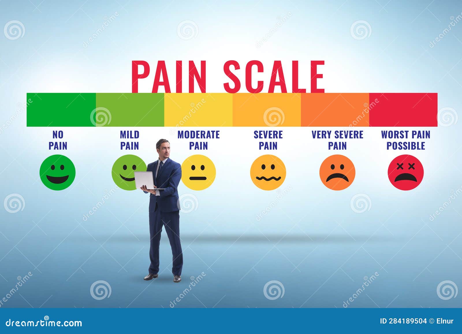 Concept of Pain Scale from Moderate To Strong Stock Illustration ...
