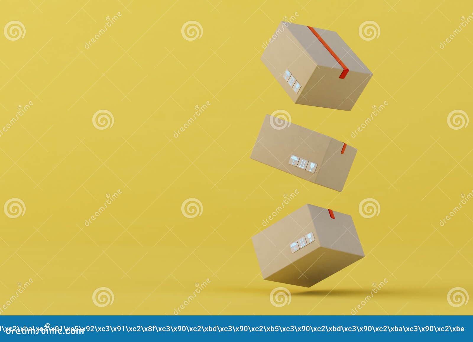 The Concept of Parcel Delivery. Boxes with Parcels on a Yellow ...