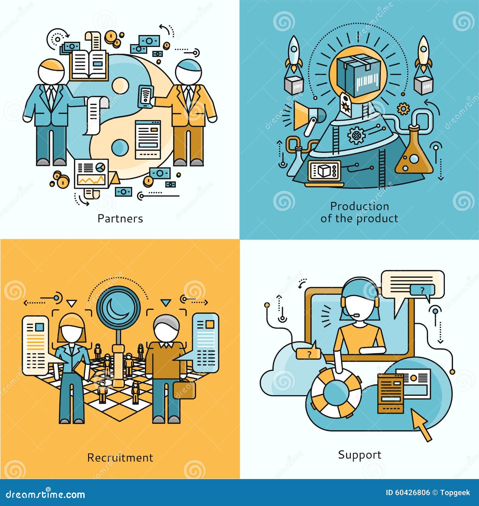Concept Partnership Recruitment Production Support Stock Vector ...