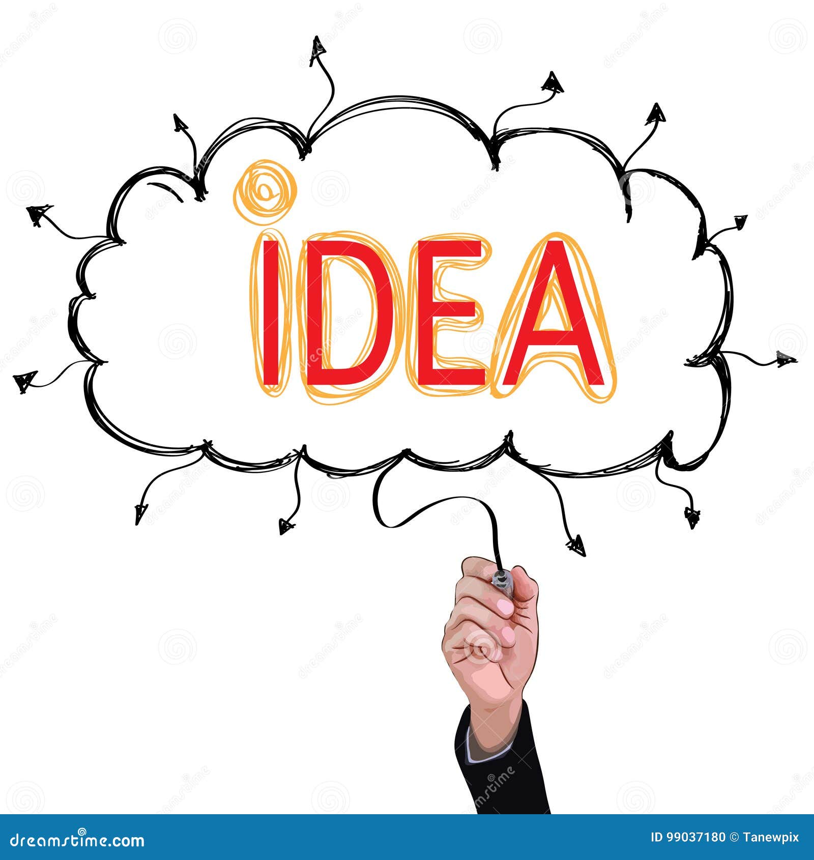 Concept Pencil Idea Hand Isolate Write Orange and Red Idea Stock Vector ...