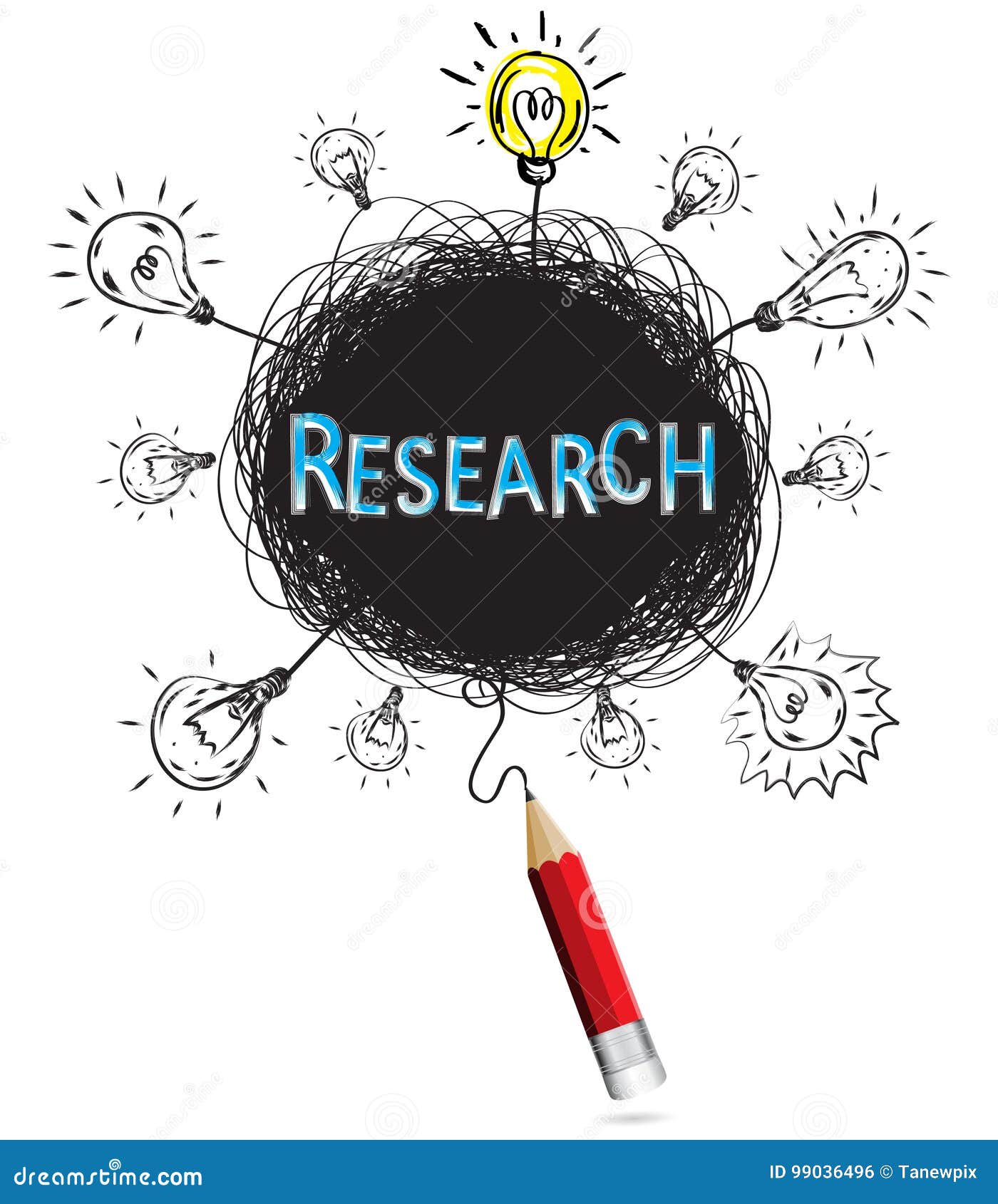 Concept Pencil Idea Isolate Write Blue Research Education Stock Vector ...